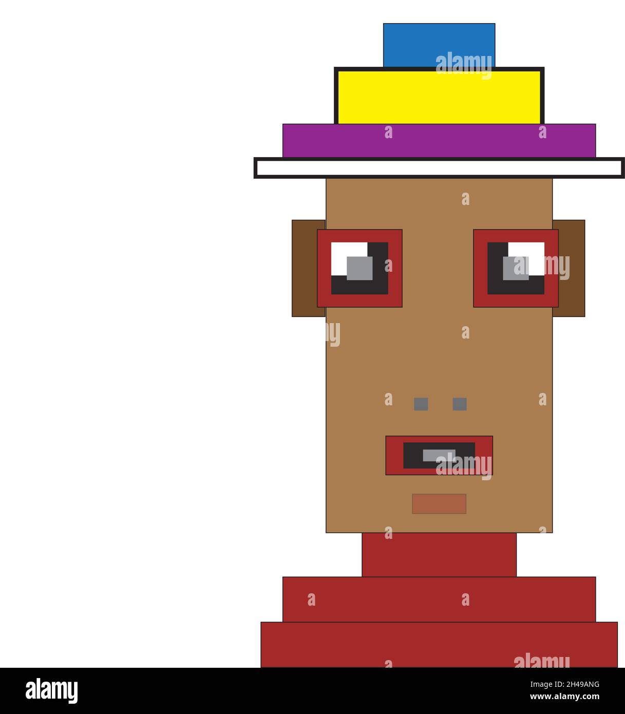 Robot-man face with hat on his head and Gogol in the eyes Stock Photo ...