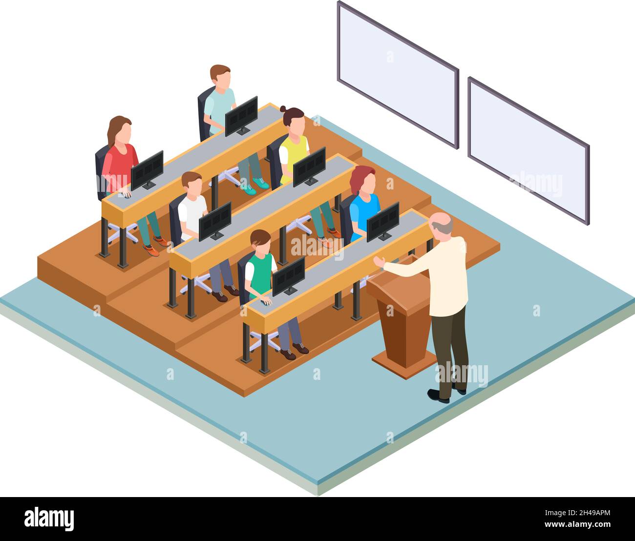 College education. Back to school, students at lesson or lecture ...