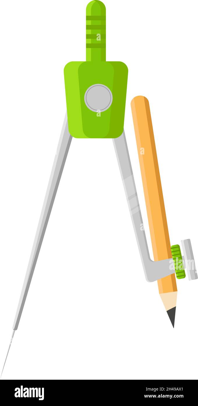 Green drawing compass, illustration, vector on a white background Stock ...