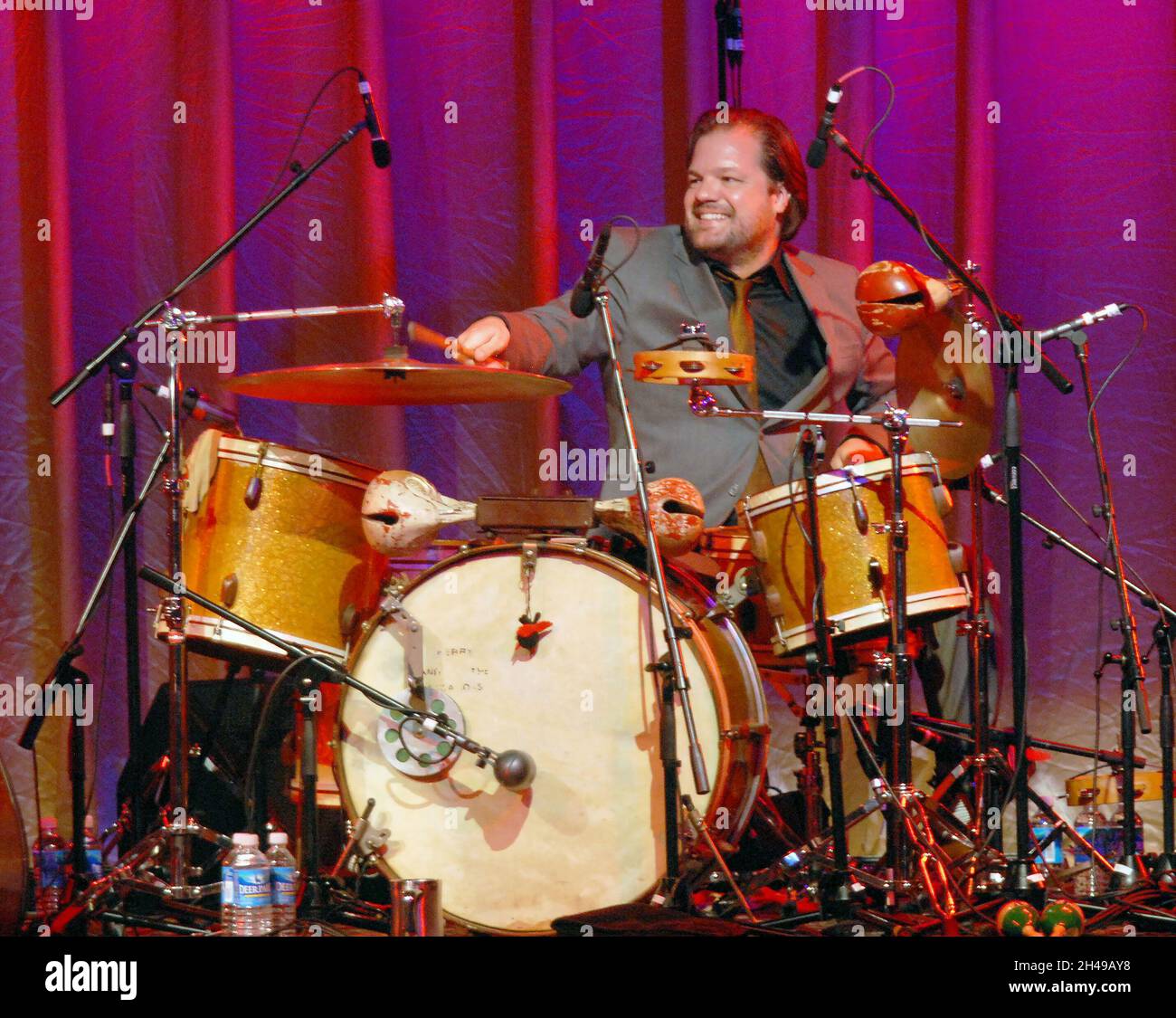 JULY 10: Jay Bellerose performs during the Raising Sand Tour at Chastain Park Amphitheatre in ...