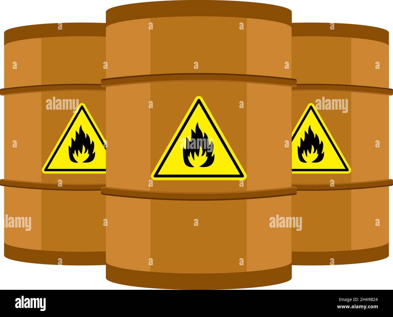 Flammable oil barrels, illustration, vector on a white background Stock ...