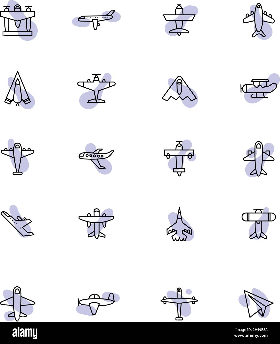 White planes icon pack, illustration, vector, on a white background ...