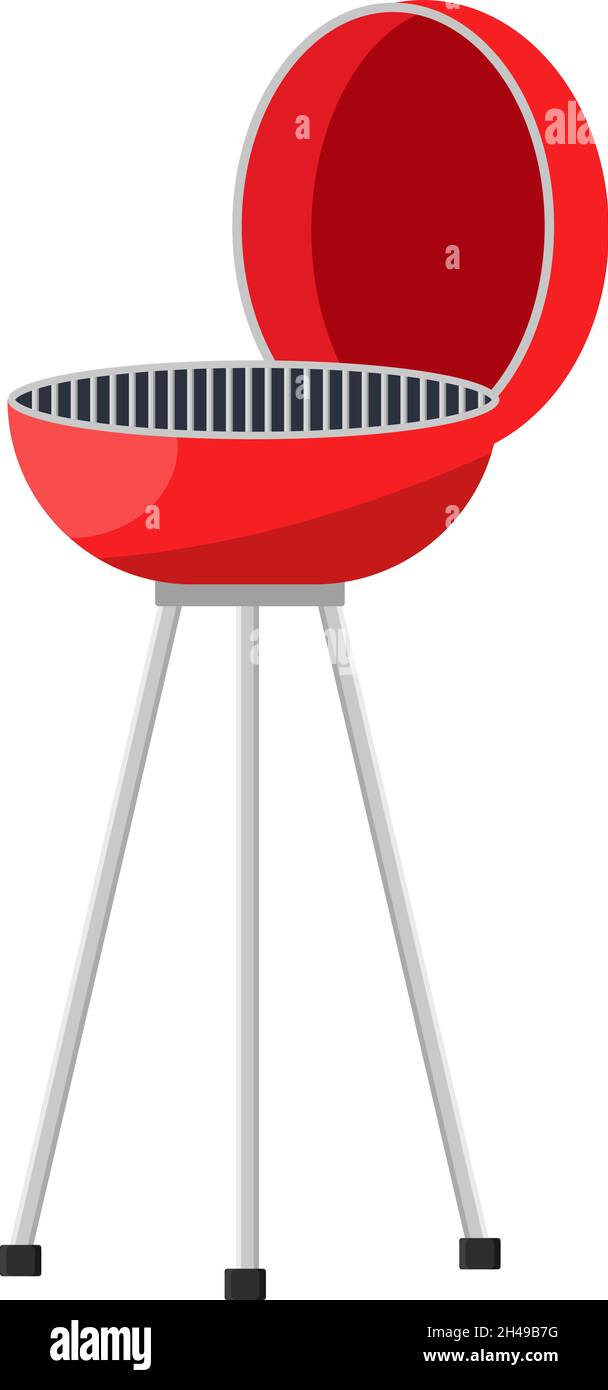 Red grill, illustration, vector on a white background Stock Vector ...