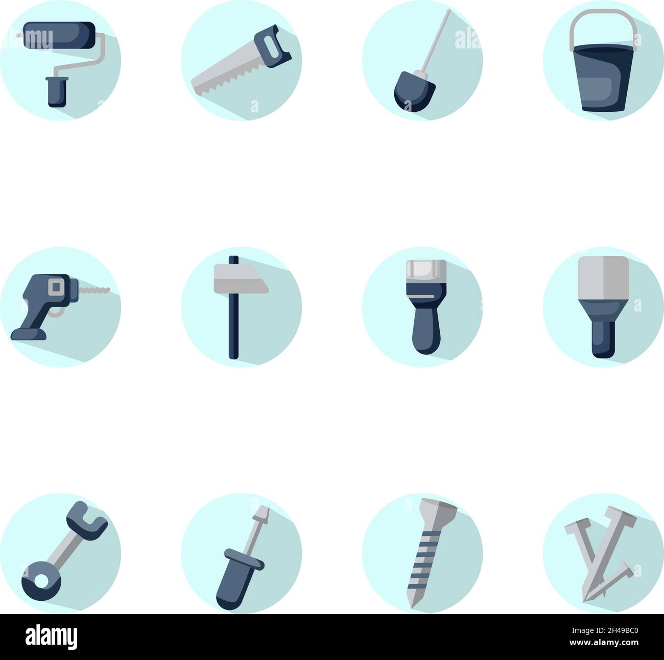 Construction hardware, illustration, vector, on a white background ...