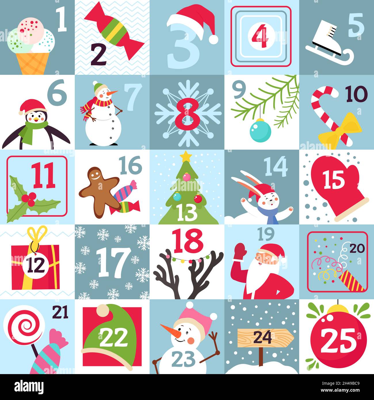 Advent calendar. Printable christmas gift, countdown day numbers to ...