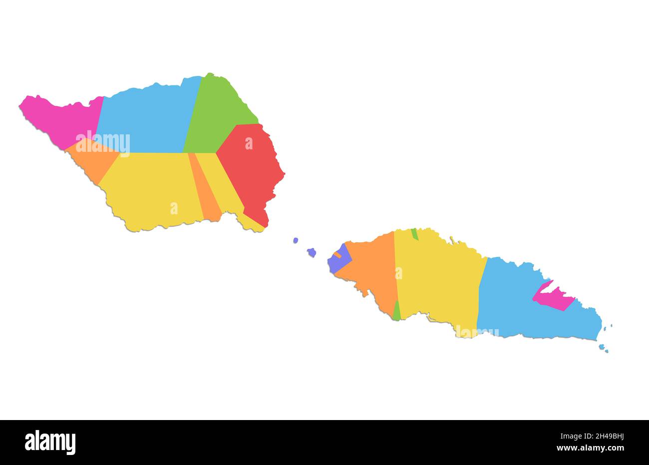 Samoa map, administrative division, separated individual regions, color ...