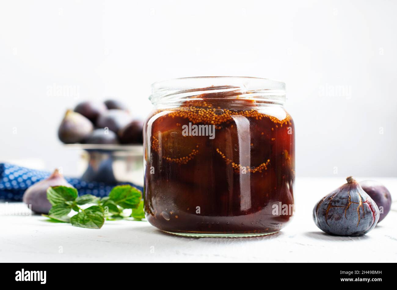 fig jam in a jar, figs with sugar Stock Photo - Alamy