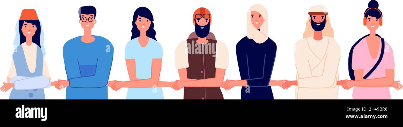 Diverse people holding hands. Multicultural community, international ...