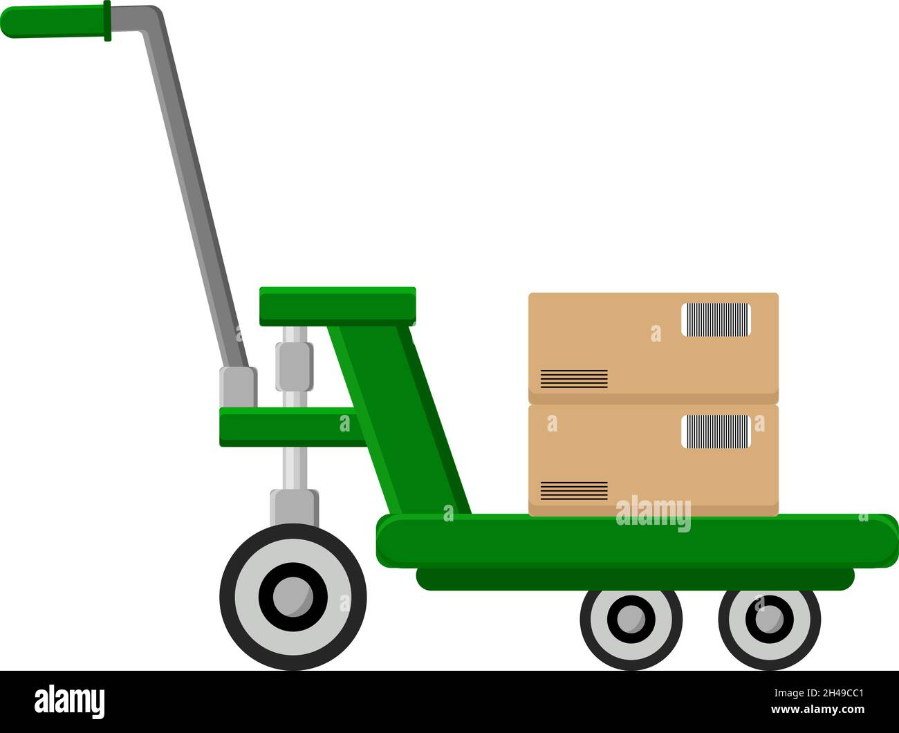 Green platform trolley, illustration, vector on a white background ...