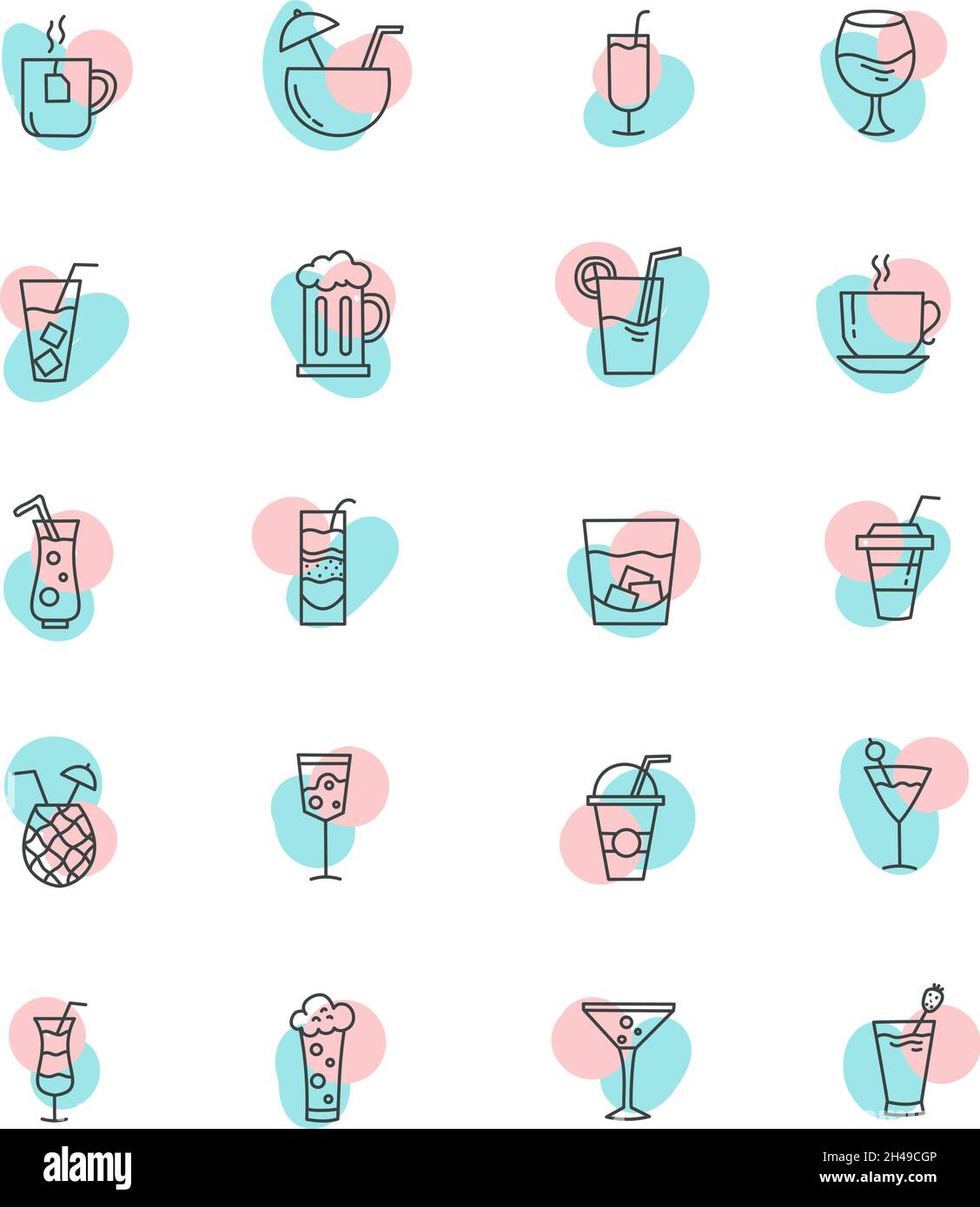 Party beverages, illustration, vector, on a white background Stock ...