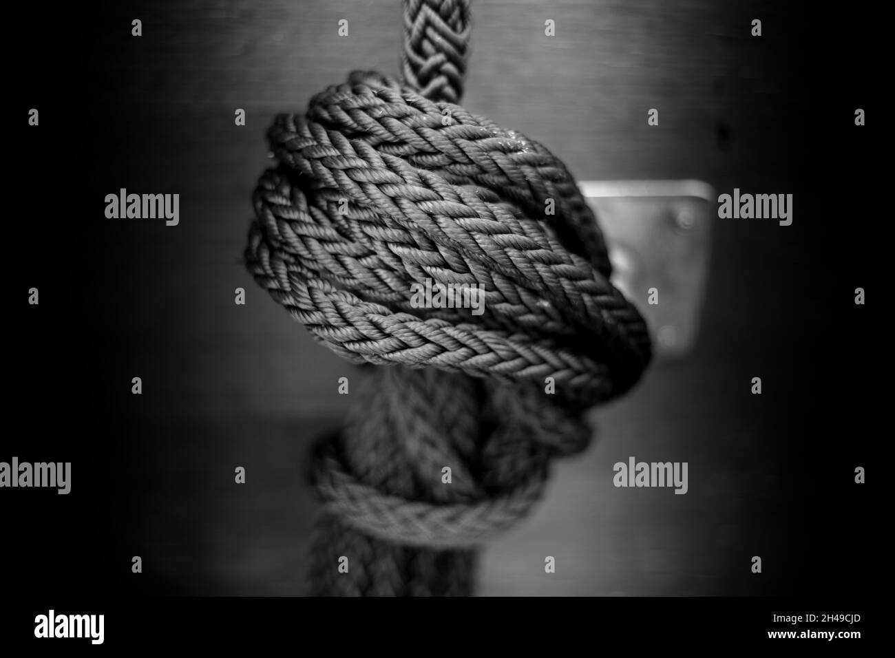 Black and white shot of a rope Stock Photo - Alamy