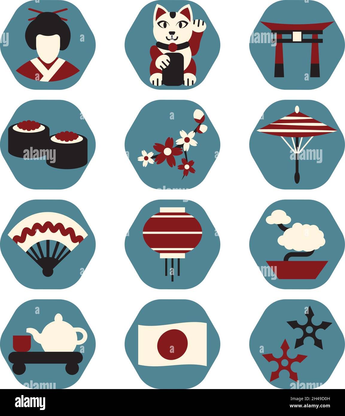 Japanese culture, illustration, vector, on a white background Stock ...