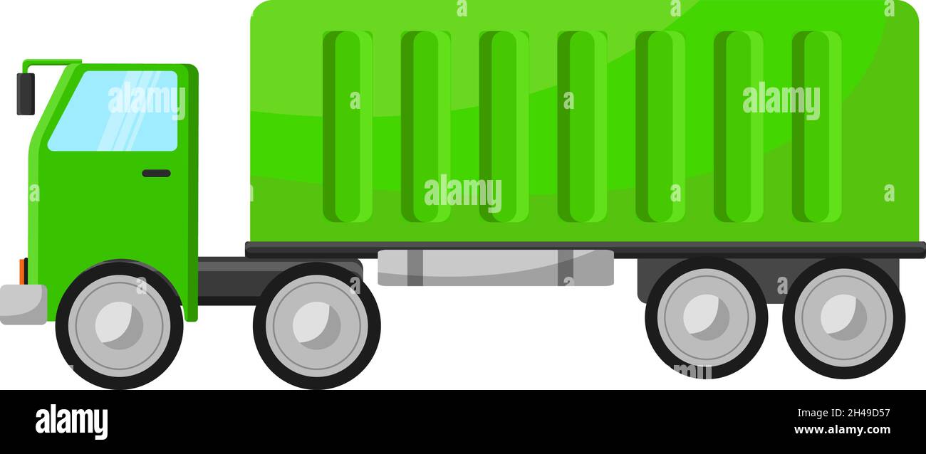Green truck, illustration, vector on a white background Stock Vector ...