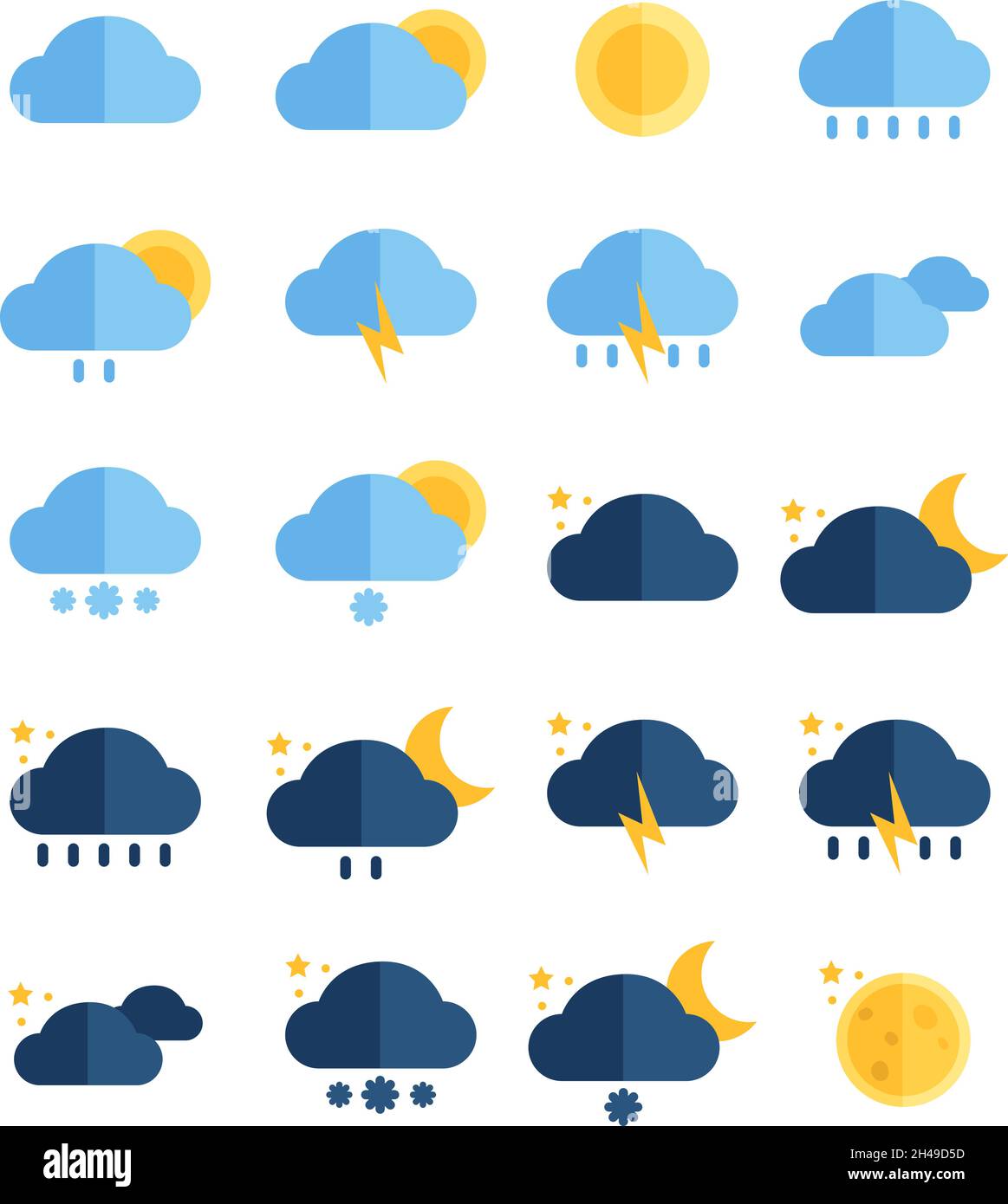 Weather icon pack, illustration, vector, on a white background Stock ...