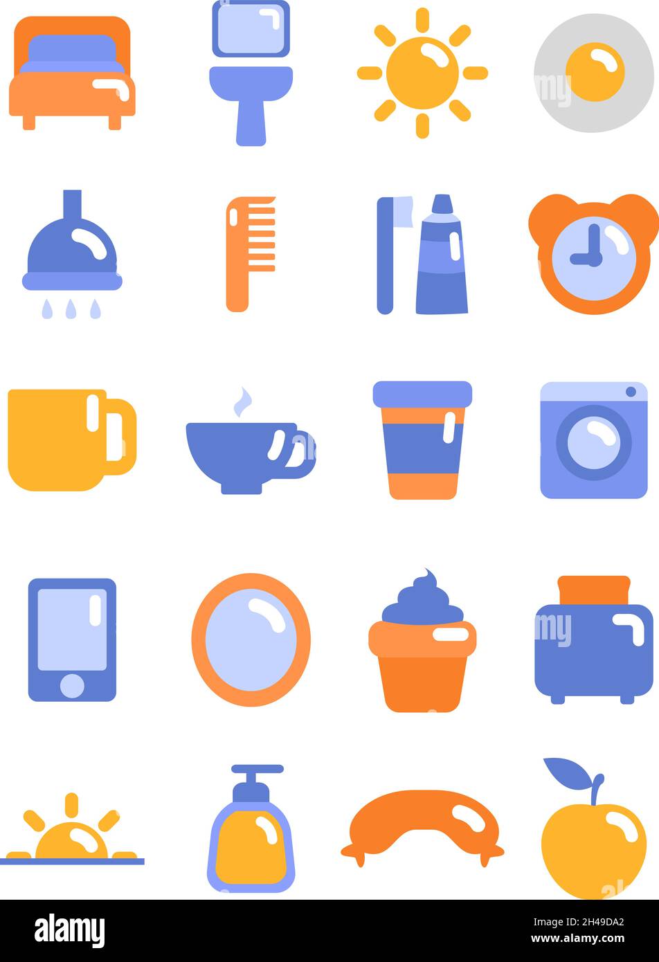 Morning routine, illustration, vector, on a white background Stock ...