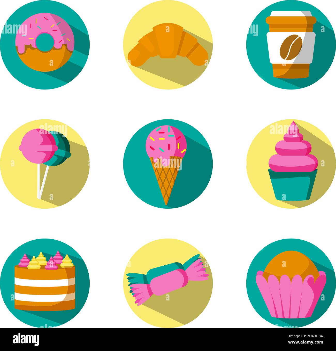 Baked sweets, illustration, vector, on a white background Stock Vector ...