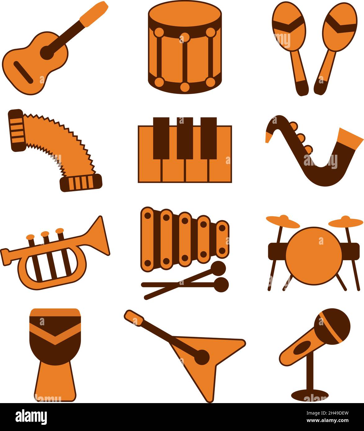 Music instruments, illustration, vector, on a white background Stock ...