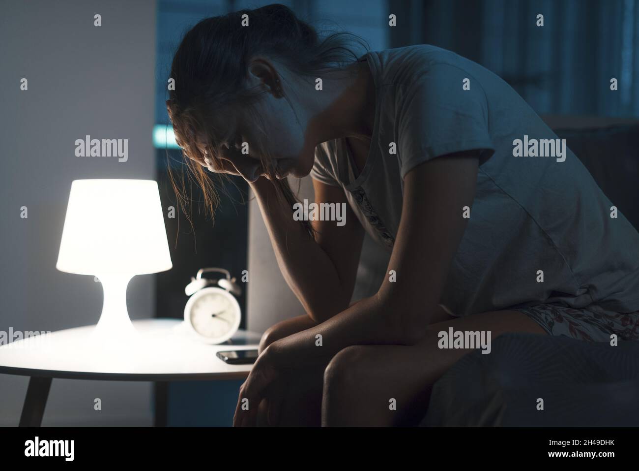 Restless woman suffering from sleep hi-res stock photography and images ...
