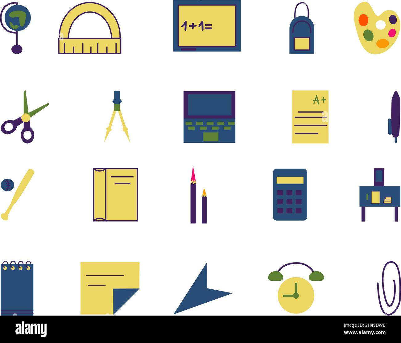 School equipment, illustration, vector, on a white background Stock ...