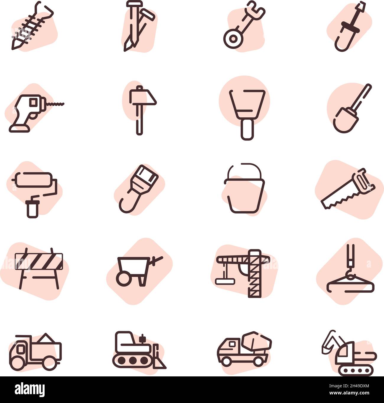 Construction tools, illustration, vector, on a white background Stock ...