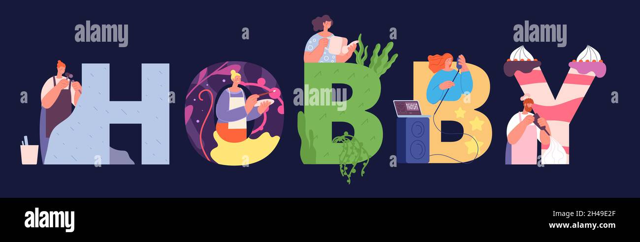 Hobby concept. Art people hobbies, creative woman draw. Group education ...