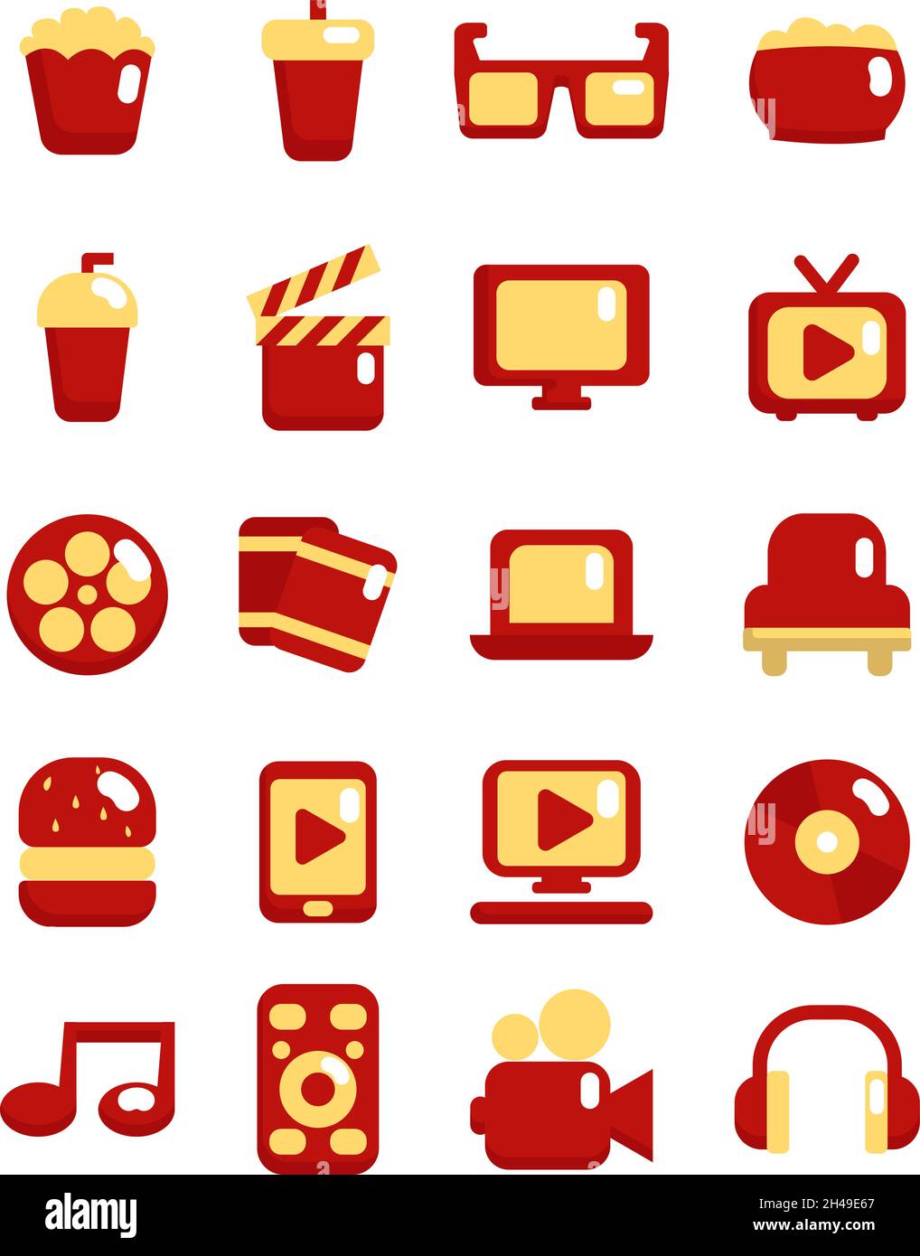 Movie night, illustration, vector, on a white background Stock Vector ...