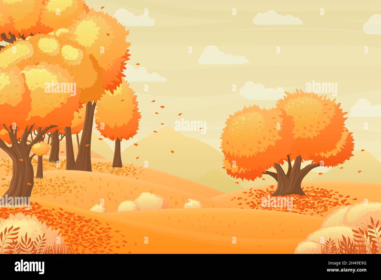 Vector Cartoon Autumn Background Stock Vector