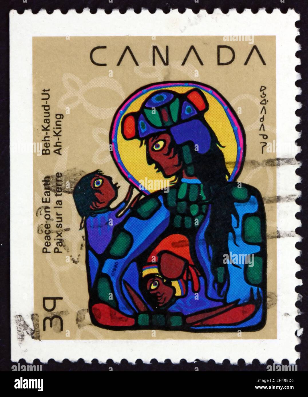 CANADA - CIRCA 1990: a stamp printed in Canada shows Virgin Mary with ...