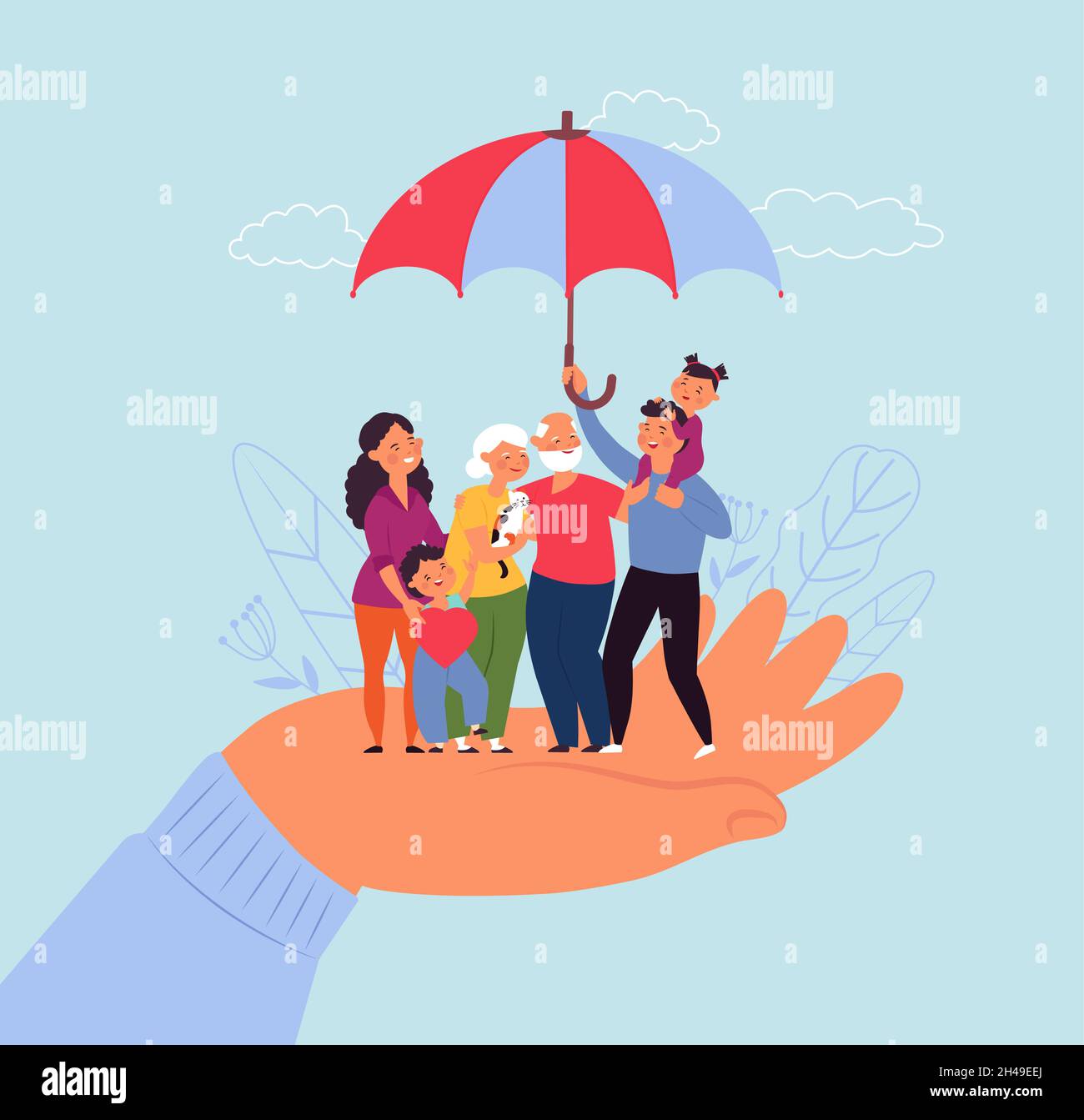 Family life insurance. Financial support, love parents and son ...