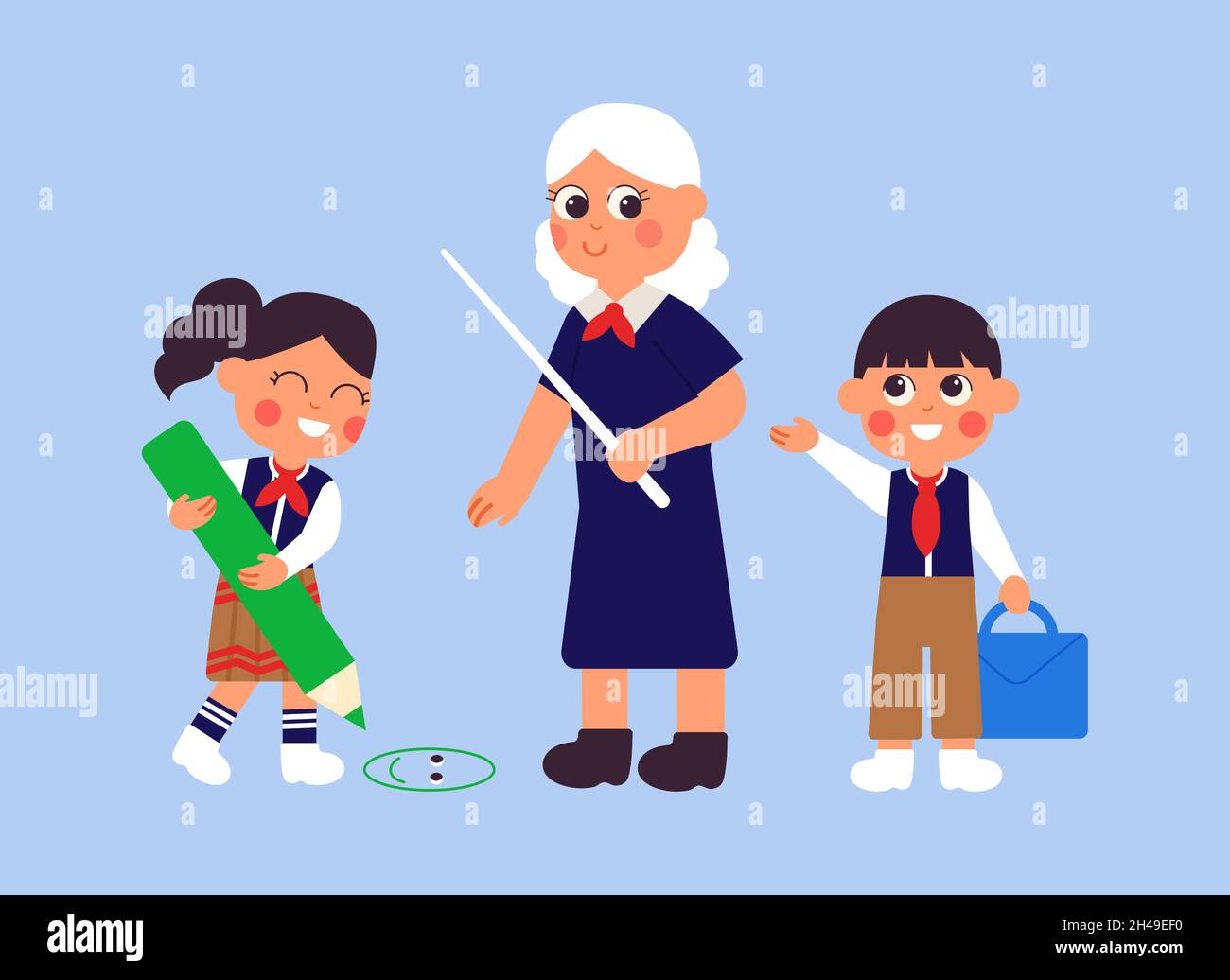 Children Learning In School Cartoon