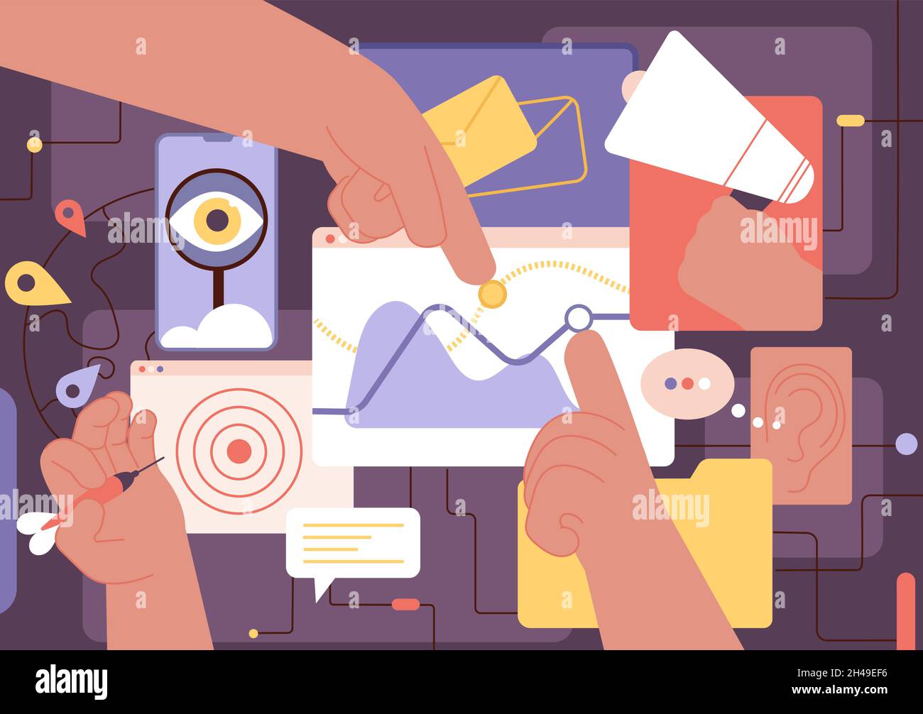 Communication and marketing concept. Business strategy, visual ...