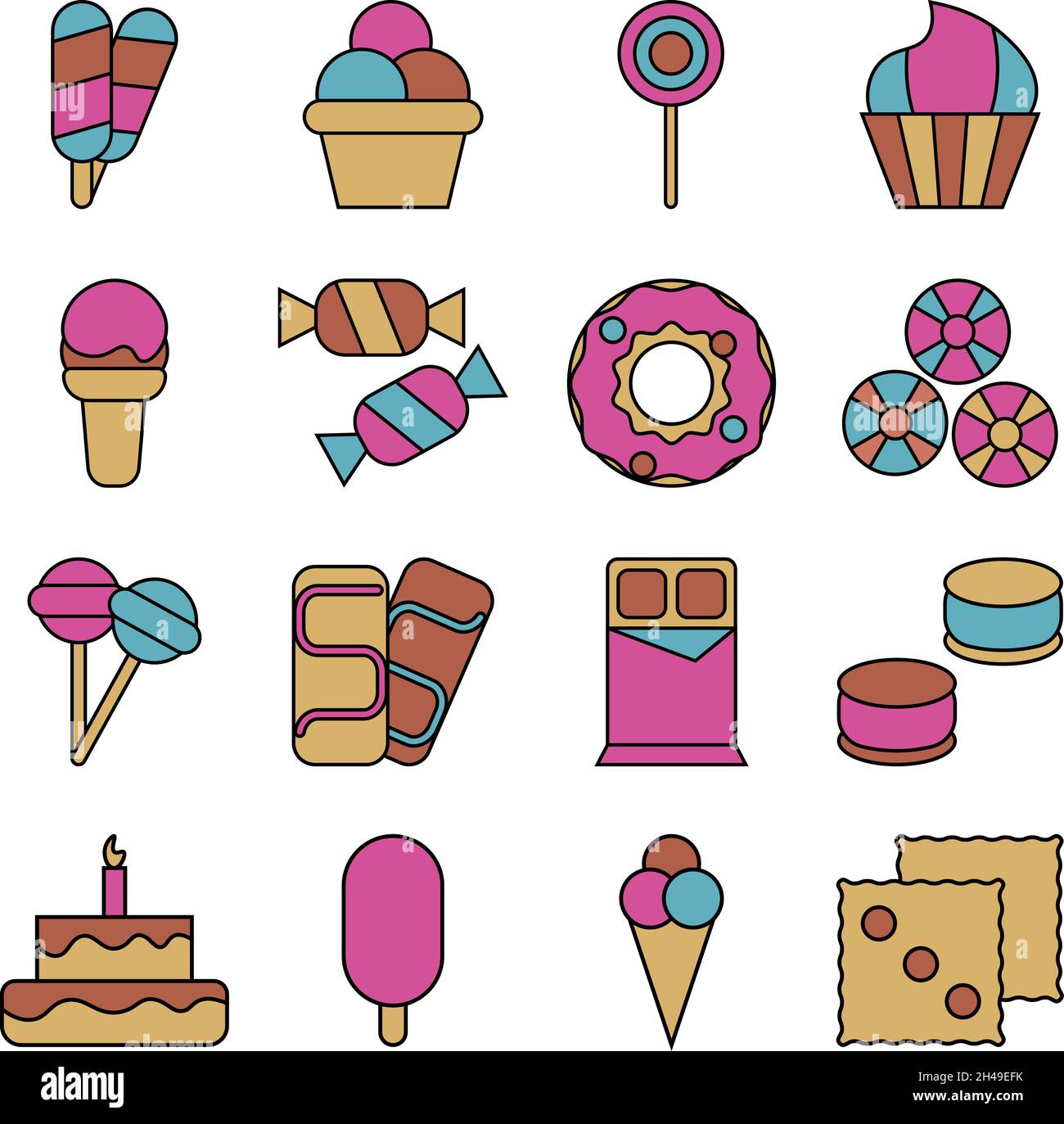 Delicious sweets, illustration, vector, on a white background Stock ...