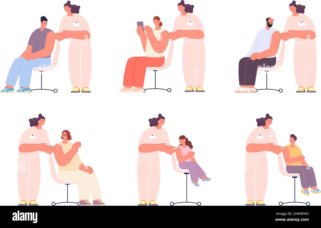 Vaccination. Vaccine in hospital, doctor and patient. Isolated nurse ...