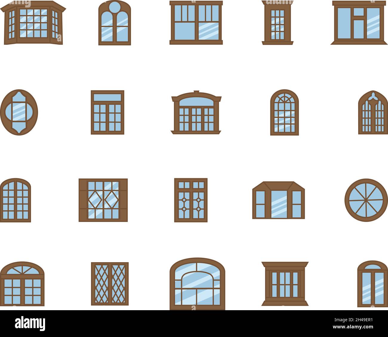 Windows icon pack, illustration, vector, on a white background Stock ...
