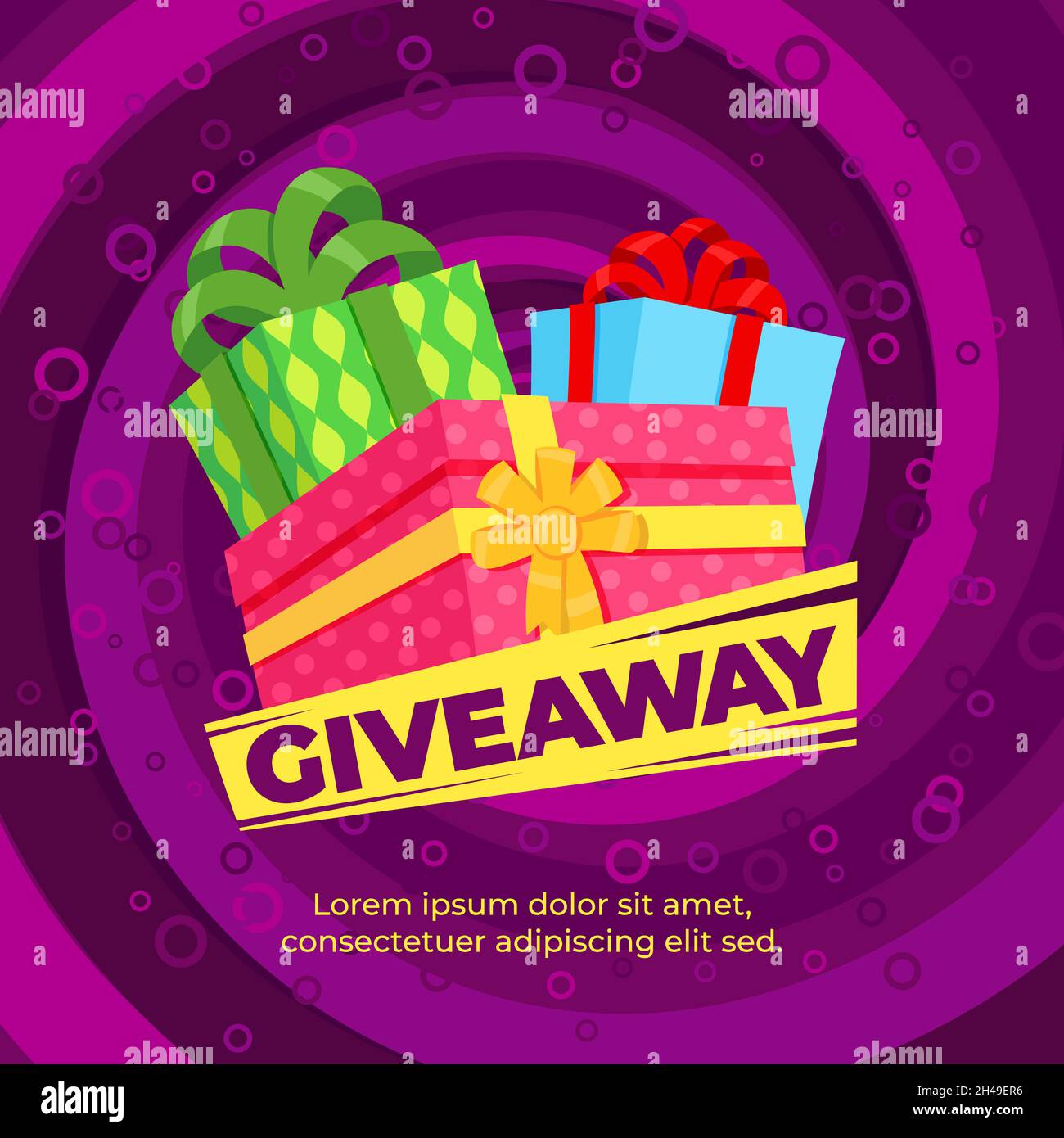 Giveaway banner template. Winning offer, gifts or sale winner card ...