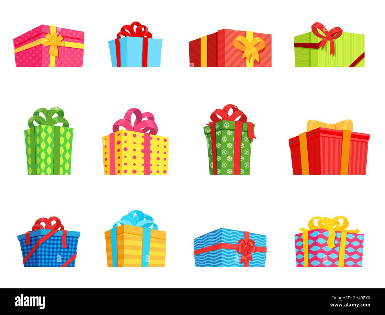 Cartoon gift boxes set. Christmas presents, surprise box. Sale ...