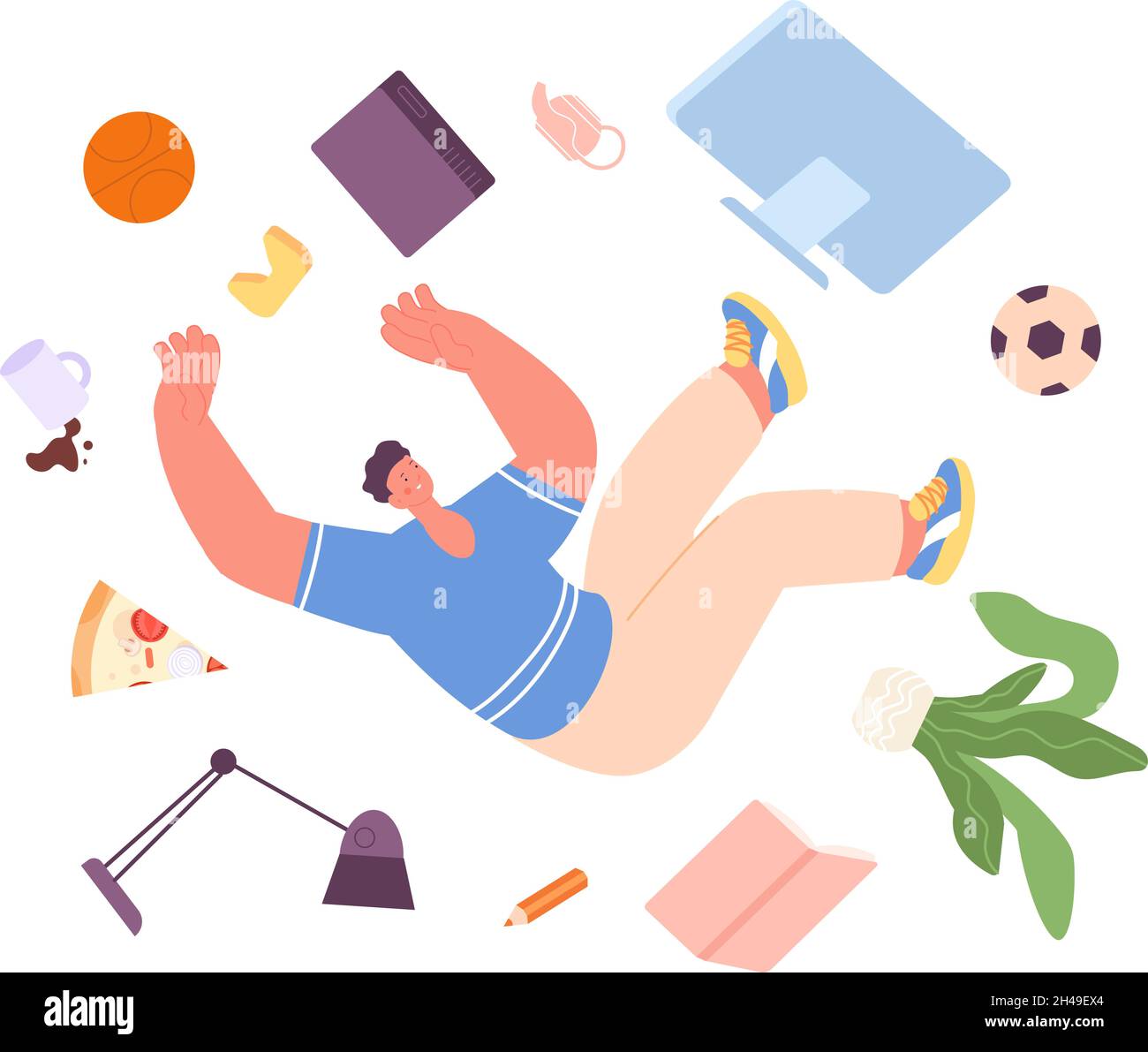 Man falling down. Office guy accident, person doing error in work. Life ...