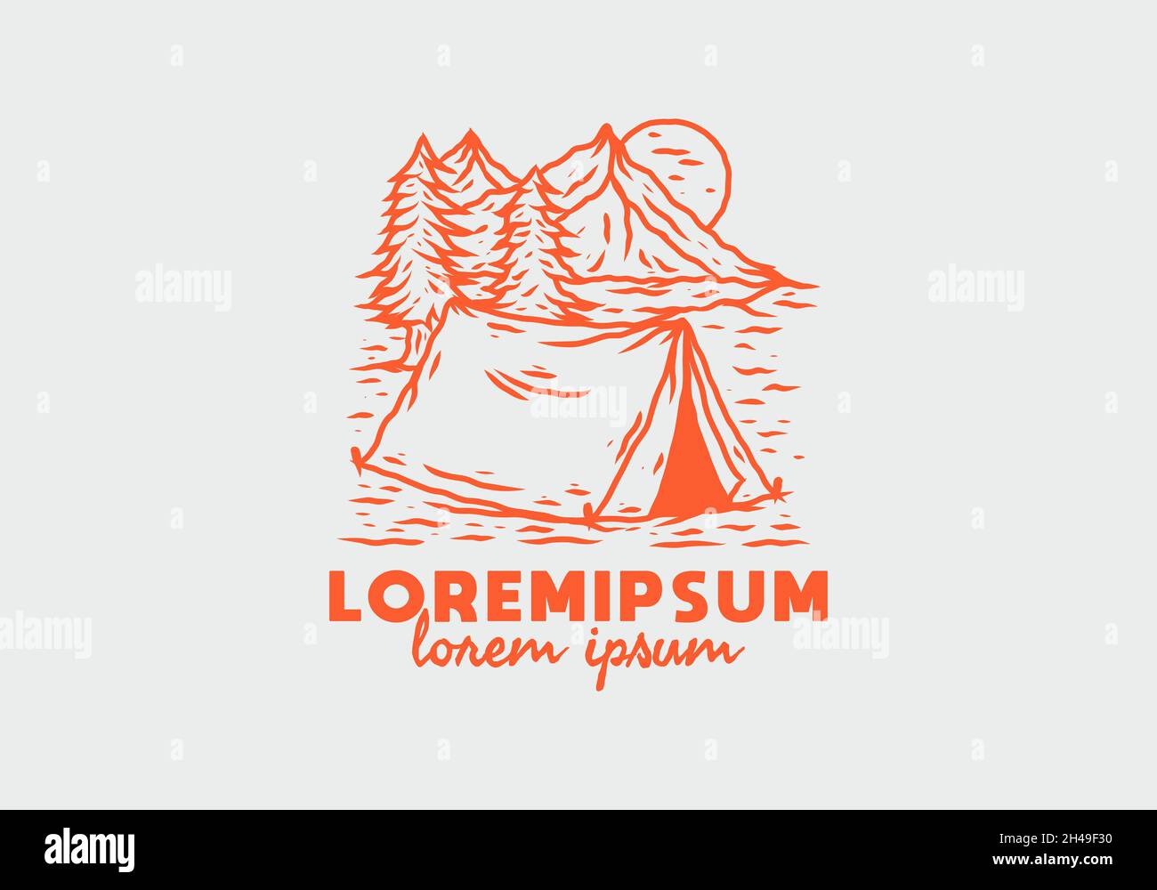 Line art illustration drawing of camping design Stock Vector Image ...