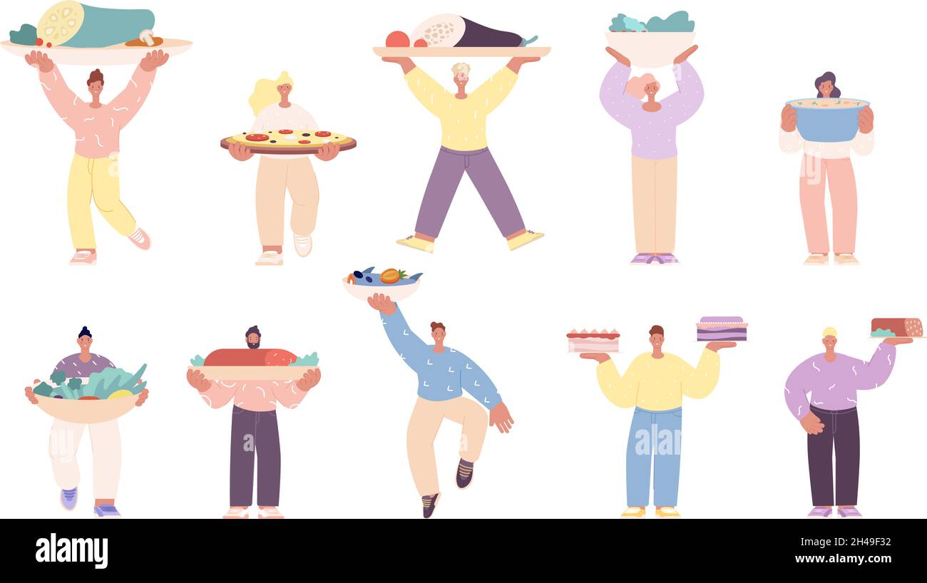 Cooking characters. Festive dinner meals, thanksgiving, birthday or ...