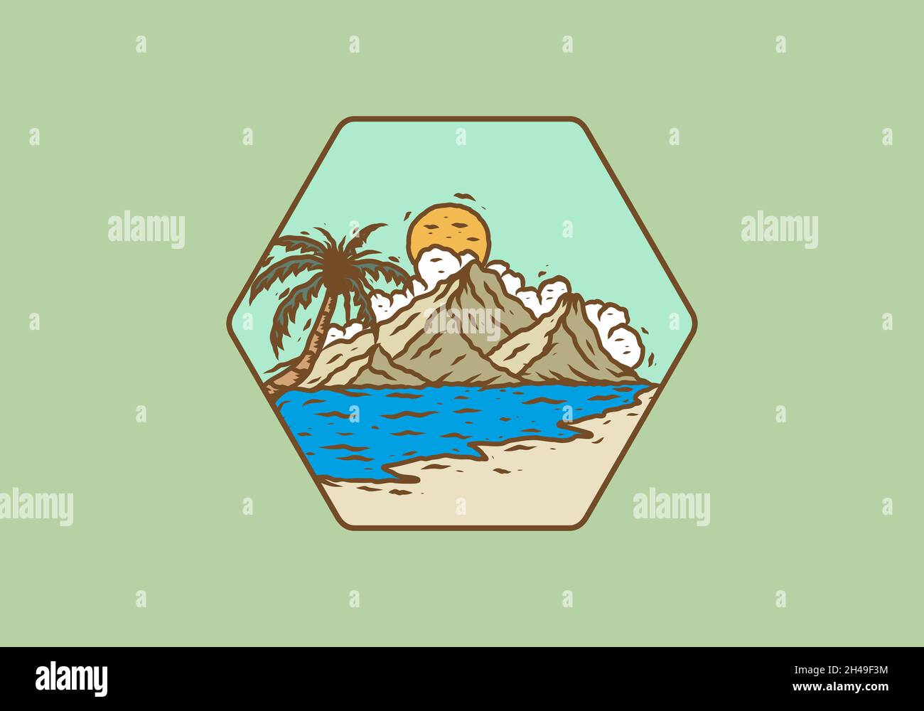 Line art illustration drawing of beach design Stock Vector Image & Art ...