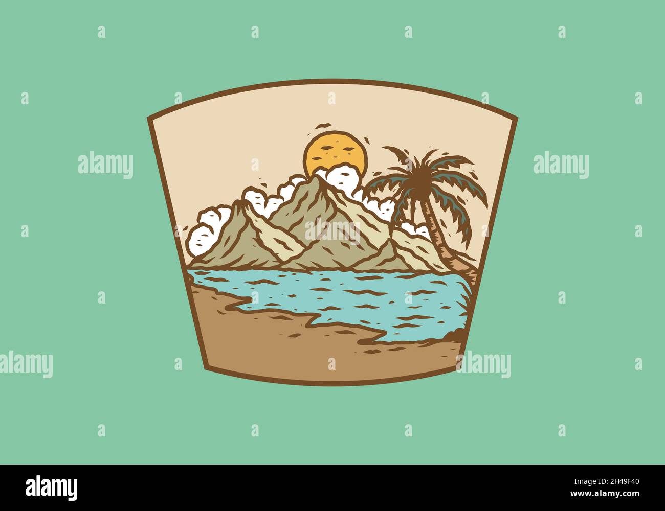 Line art illustration drawing of beach design Stock Vector Image & Art ...