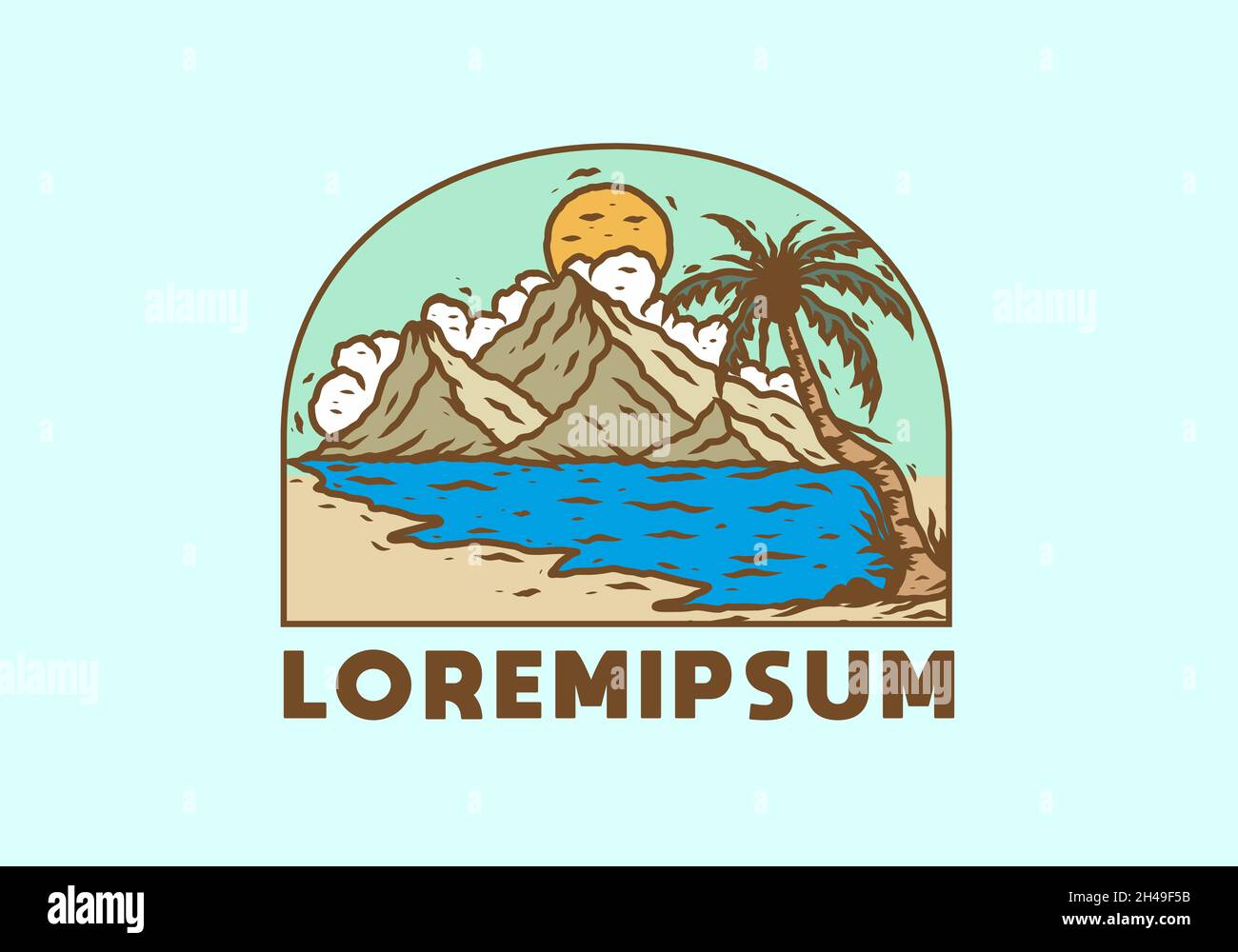 Line art illustration drawing of beach design Stock Vector Image & Art ...