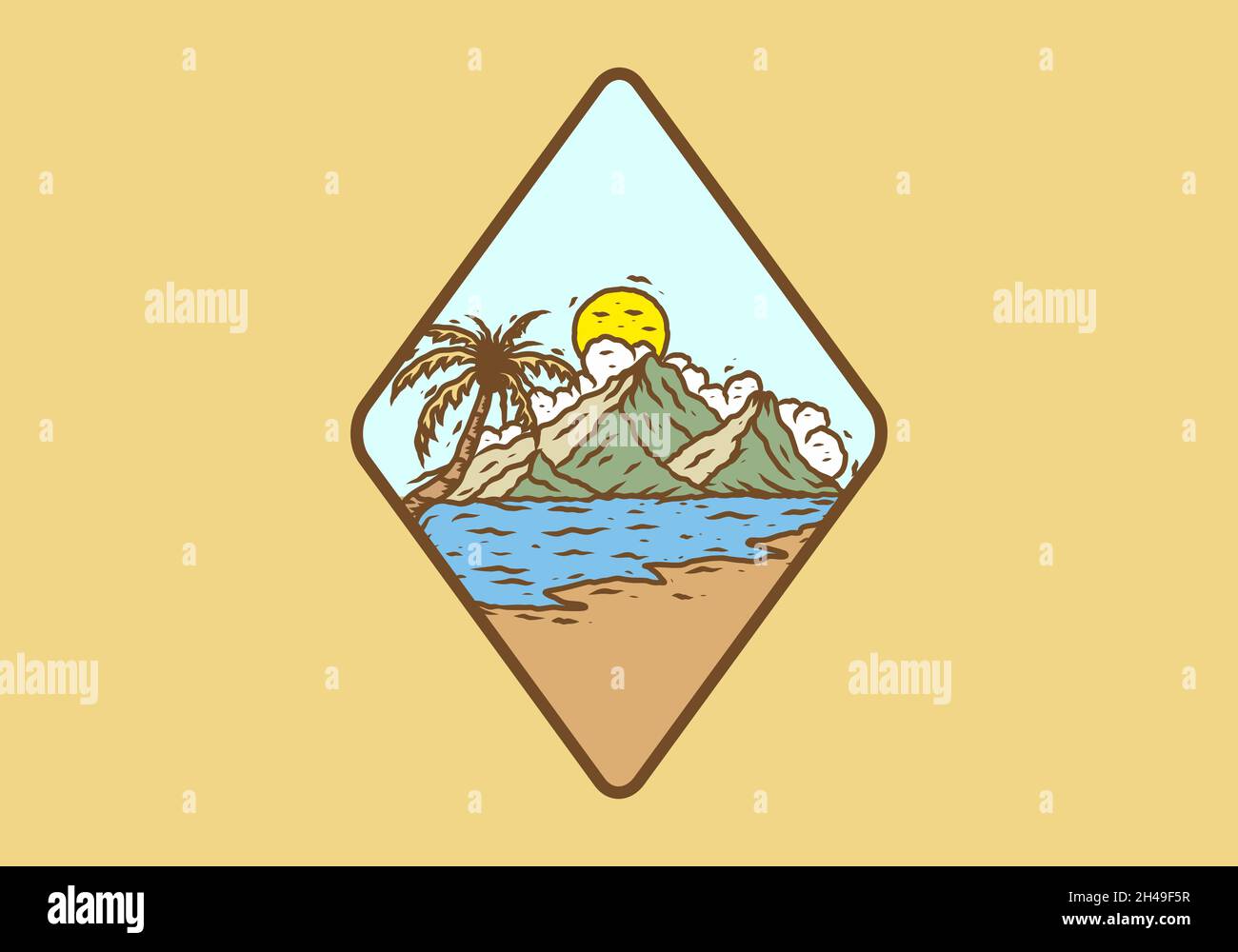 Line art illustration drawing of beach design Stock Vector Image & Art ...