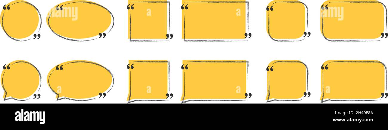 Quote box frame, big set. Quote box icon. Texting quote boxes. Blank ...