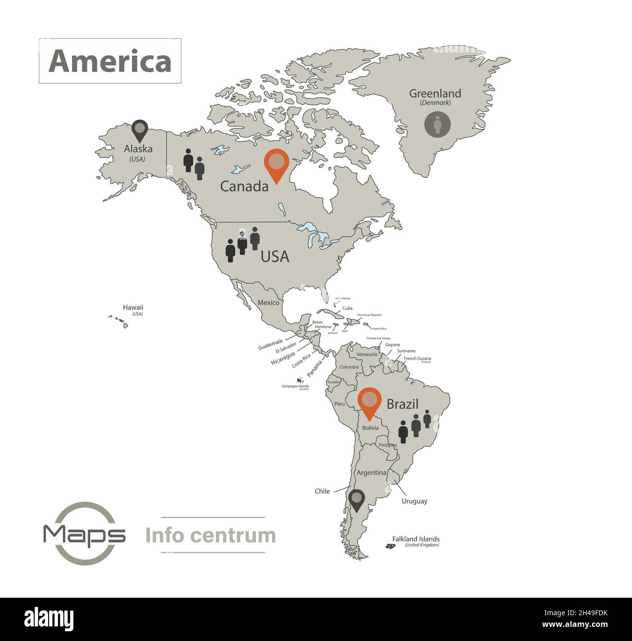 America map, individual states with names, Infographics and icons ...
