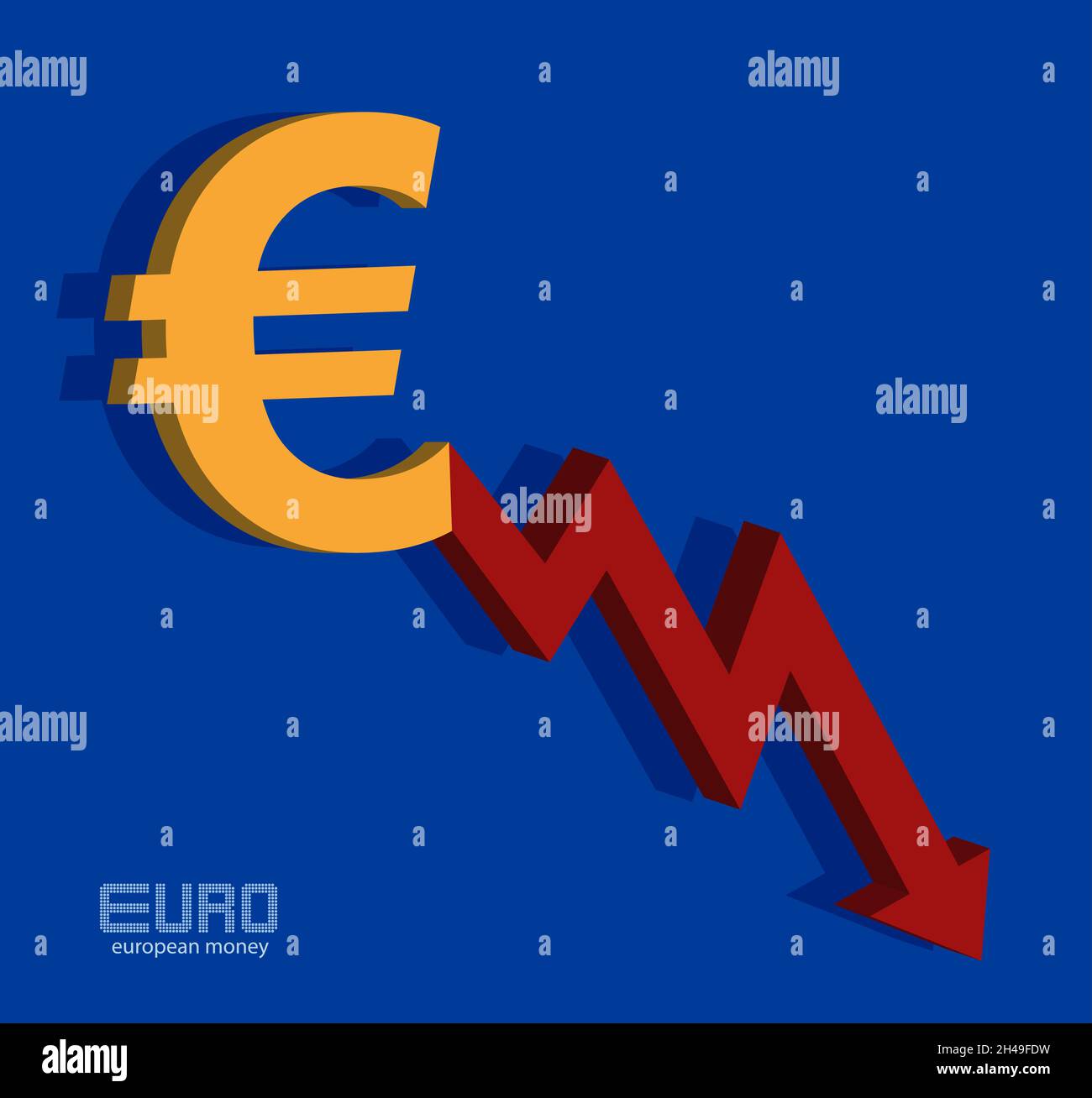 Euro and chart, currency decline, Bearish icon, background money,vector ...