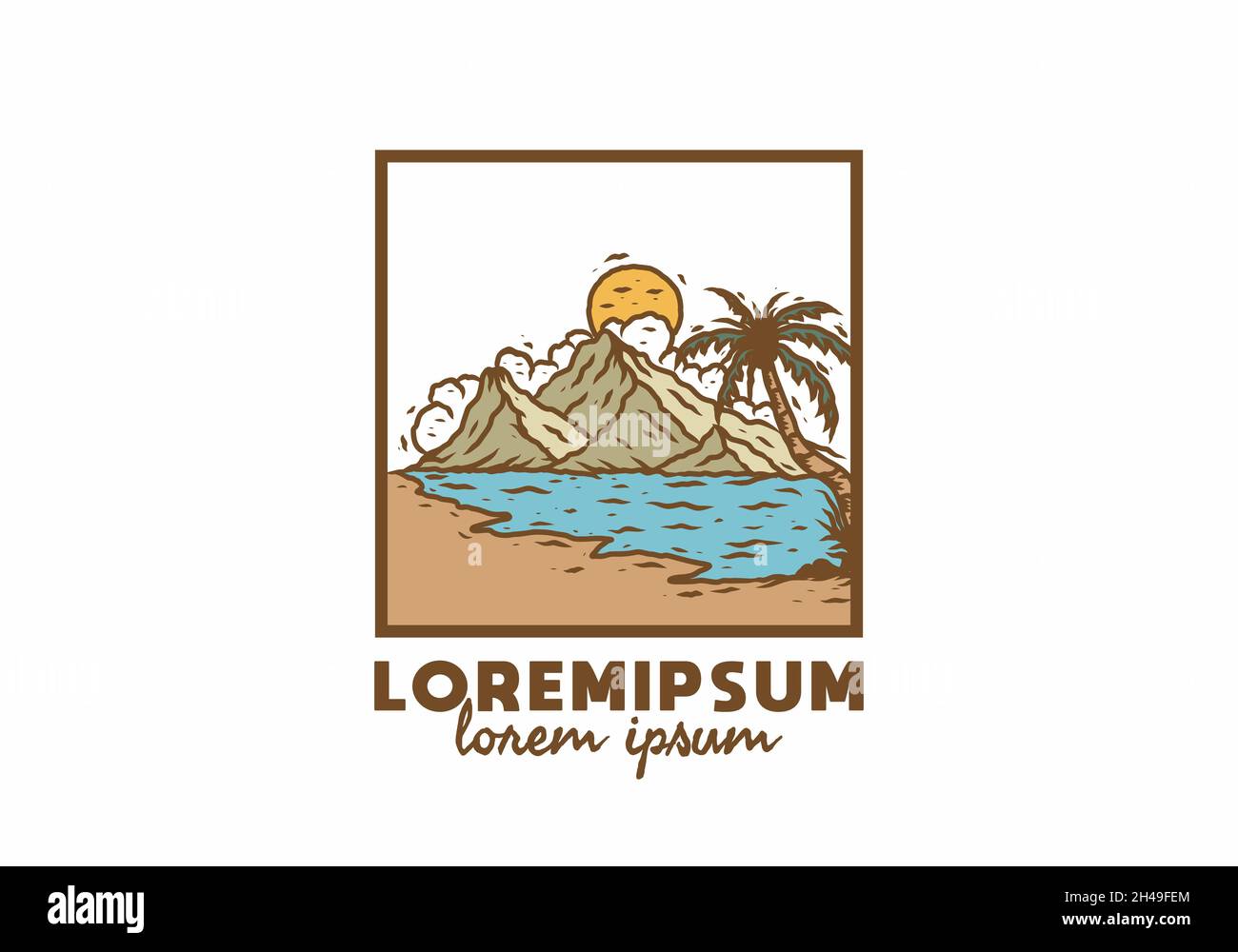Line art illustration drawing of beach design Stock Vector Image & Art ...