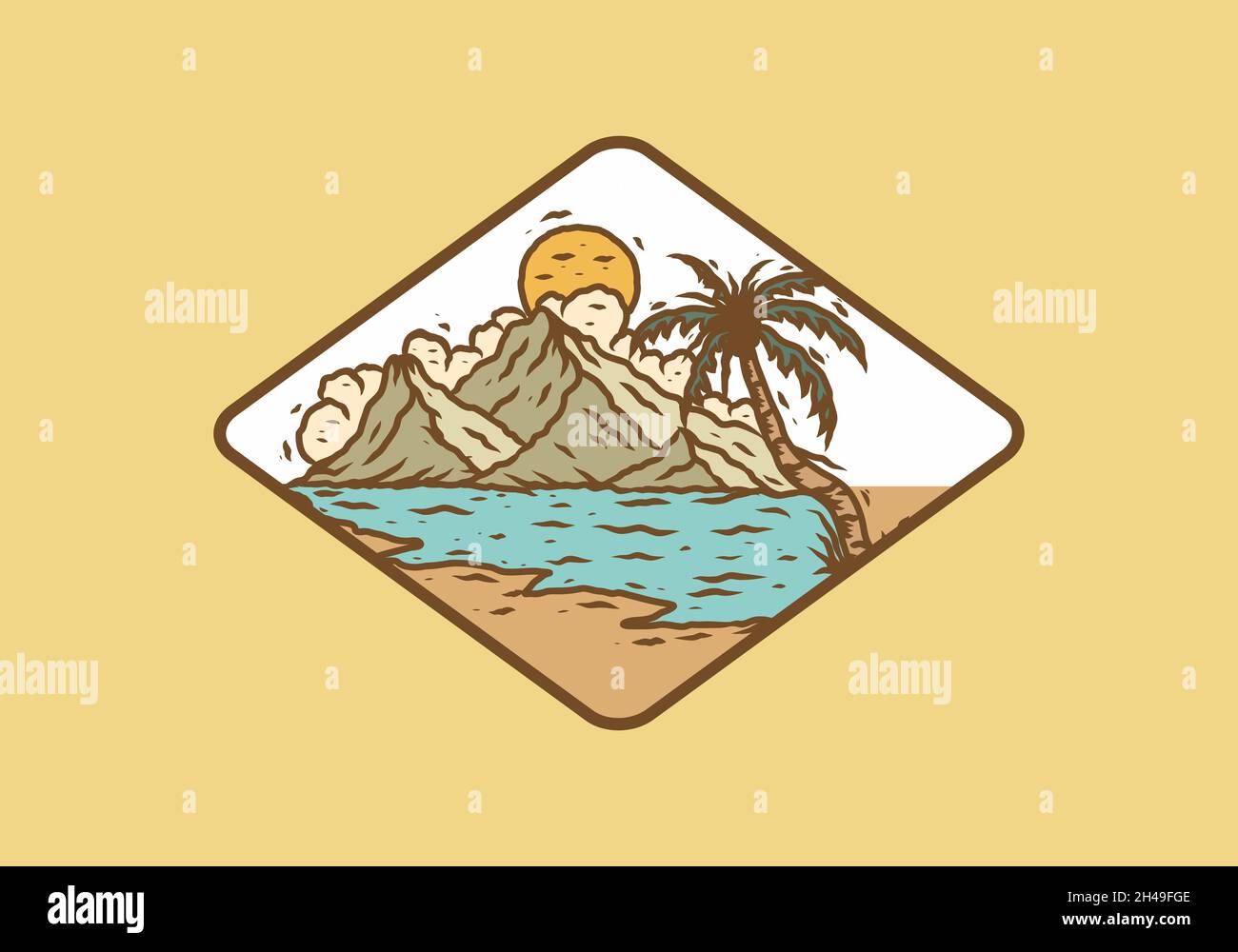 Line art illustration drawing of beach design Stock Vector Image & Art ...