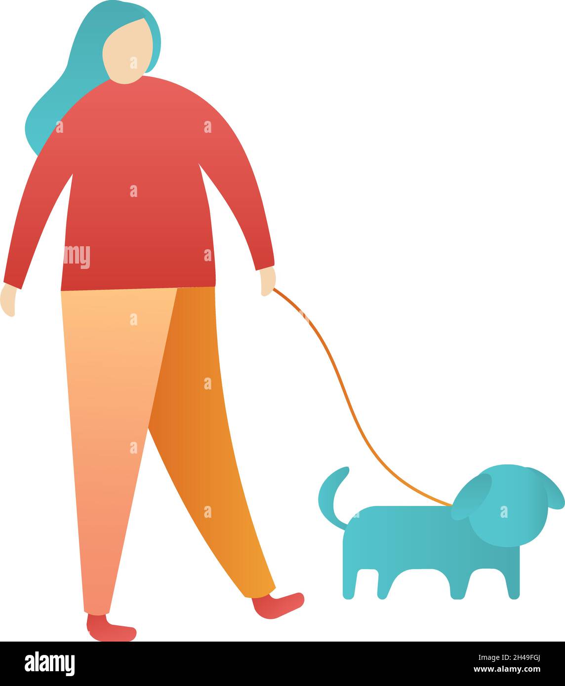 Vector woman walking dog icon isolated on white Stock Vector Image ...