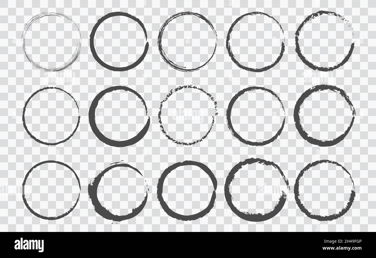 Set of circle brushes elements. Different circle brush strokes on ...